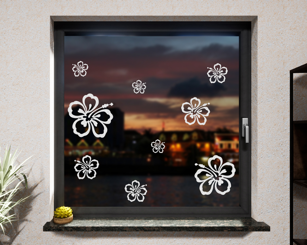Fenstertattoo in hochwertiger Qualität im Design Blumen
